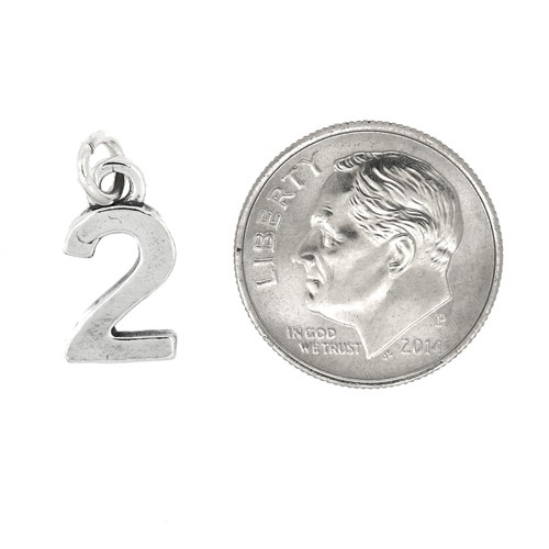 Sterling Silver Block Number 2 Two Charm or Pendant | eBay