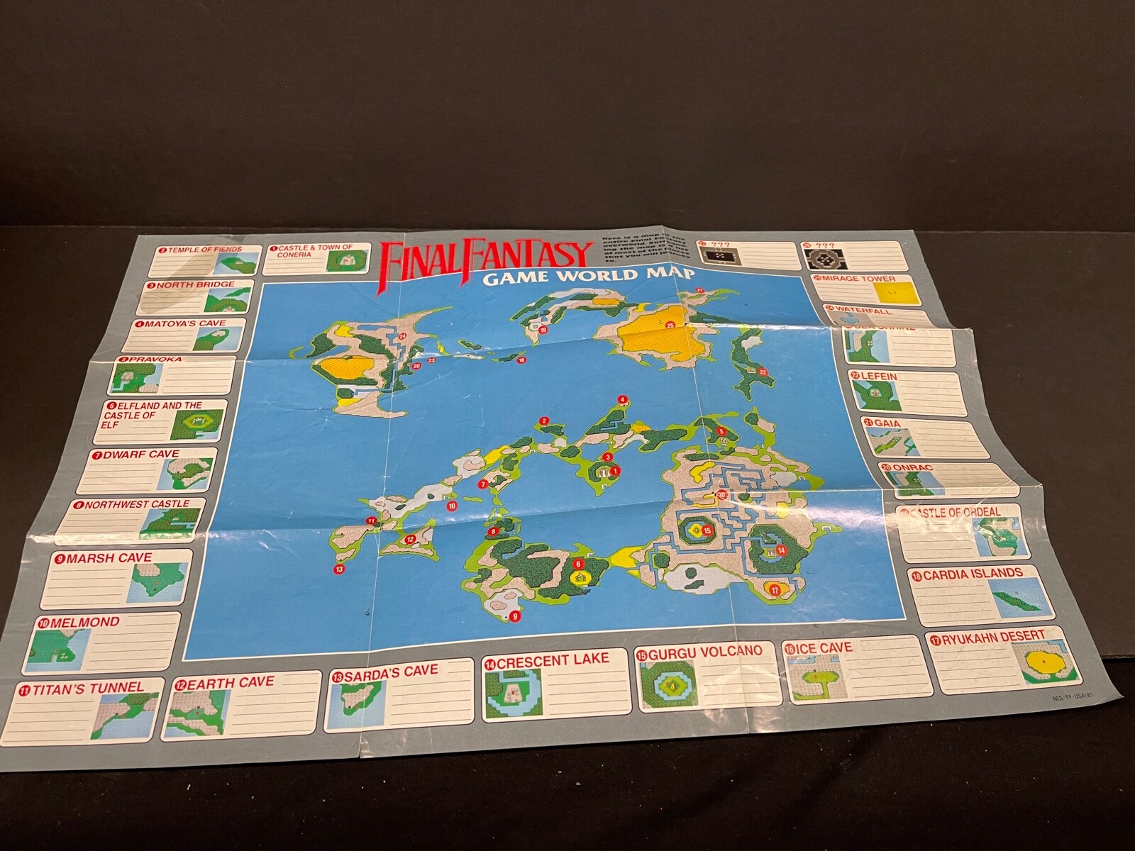 Final Fantasy NES-FF-USA(B) NES Poster Map Folded INSERT ONLY Authentic ...