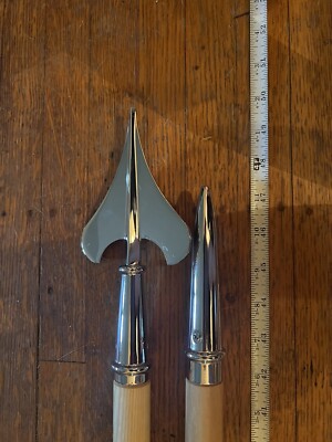 GUIDON FLAGPOLE / FLAGSTAFF, 2 PIECE, 8' LONG, WOOD WITH METAL CHROME ...