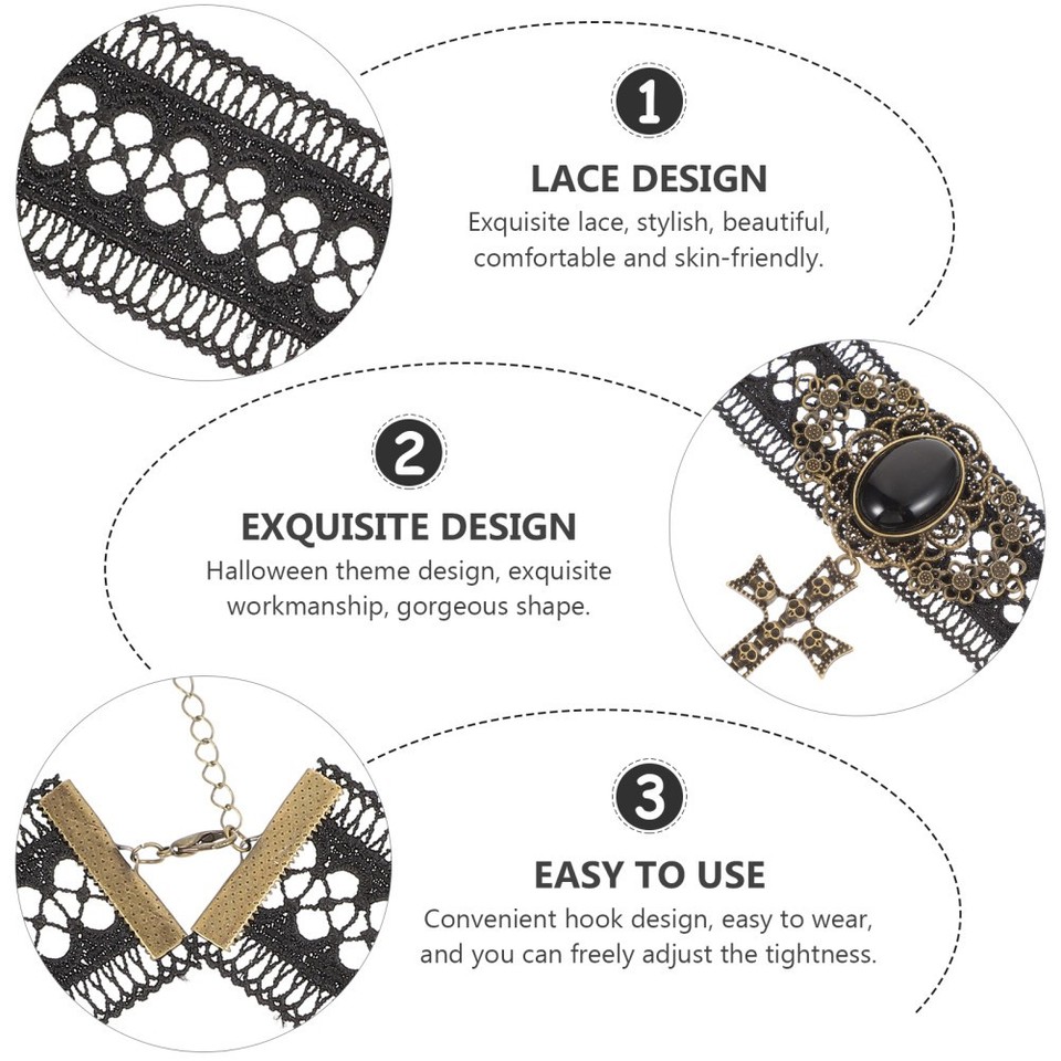 Black Choker Necklace Exaggerated Clavicle Chain for Halloween Punk ...