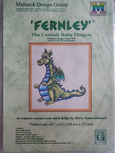 NEW, MEINECK, FERNLEY, CORNISH DRAGON SERIES, CROSS STITCH KIT. BABY ...