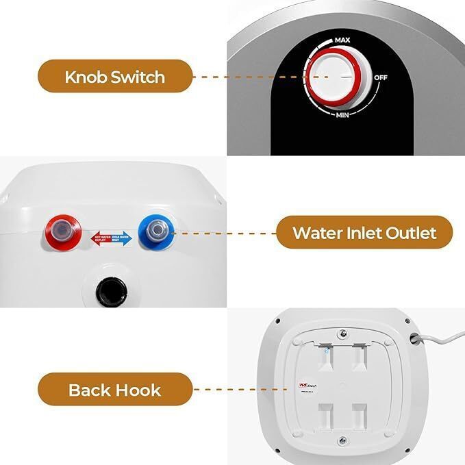 8 Gallon Mini Tank Hot Water Heater Electric Shower Compact Storage ...
