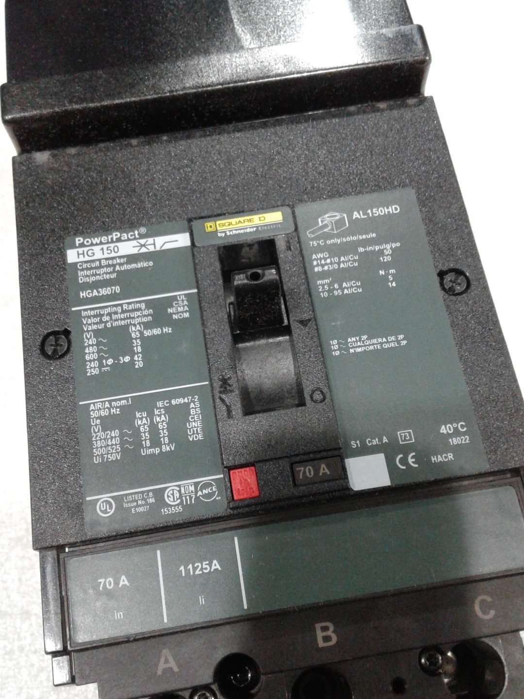 HGA36070 SQD 70 AMP 3 POLE 240- 600 VAC NEW | eBay