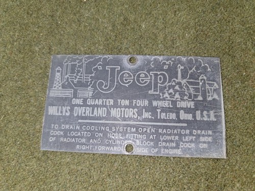 WWII Jeep Data Plate | eBay