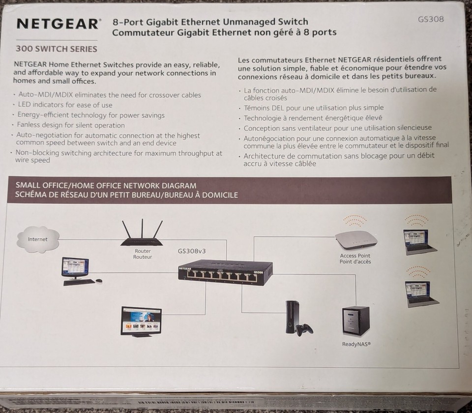 NETGEAR GS308v3 (GS308-300PAS) 8-Port Gigabit Ethernet Unmanaged Switch ...
