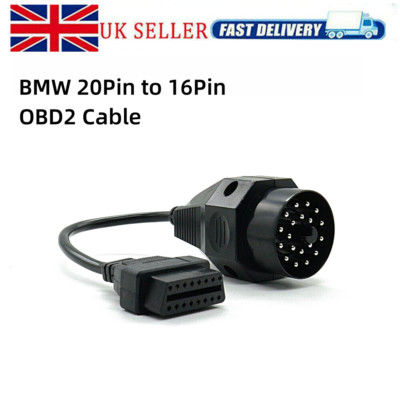 20 Pin to 16 Pin OBD2 Adapter Connector Scanner Cable for BMW E36 E38 ...
