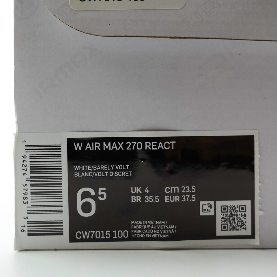 Nike Women Air Max 270 React Pastel Barely Volt Running Shoe Cw7015-100 ...