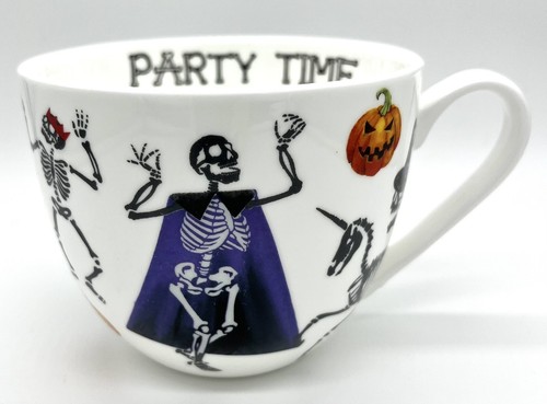 Harvest Green Studio HALLOWEEN Skeleton Pumpkin Party Time Bone China ...