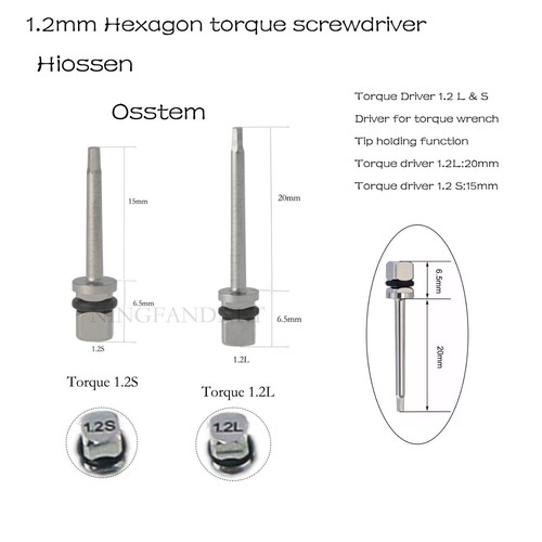 2Pcs Dental Hiossen Osstem Fit Implant Hex 1.2 screwdriver Long&Short ...