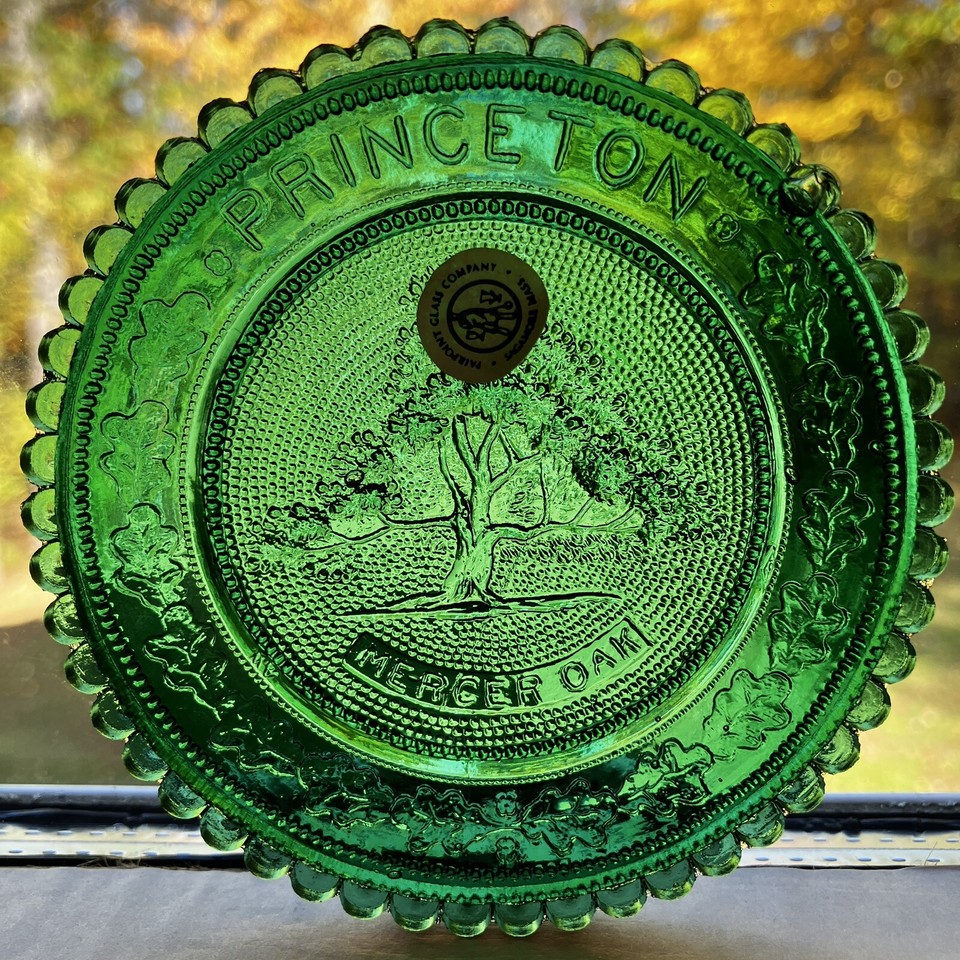 VTG Pairpoint Glass Cup Plate Mercer Oak Princeton NJ Historic Tree ...