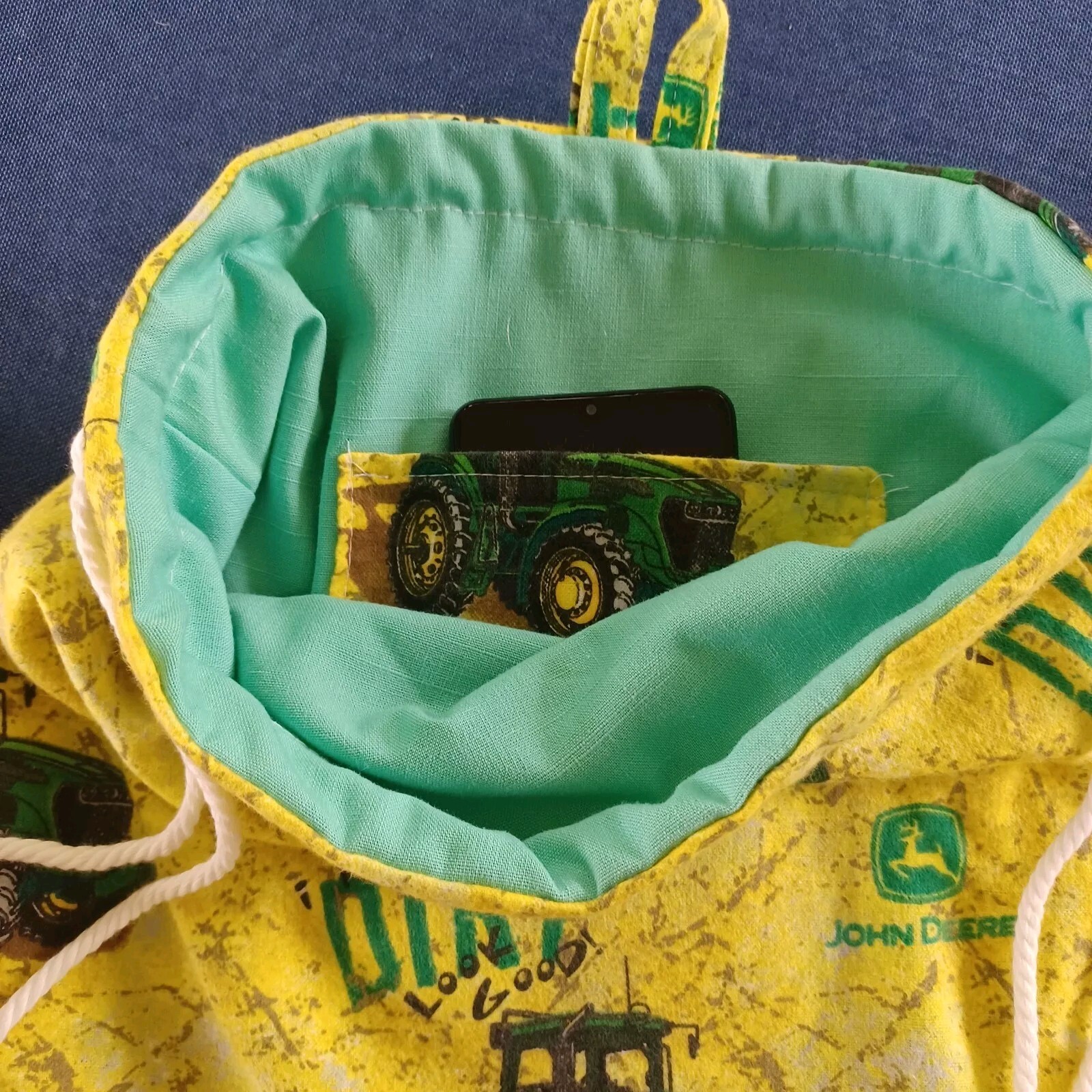 John Deere "Make Dirt Look Good" Drawstring Backpack School Handmade | eBay