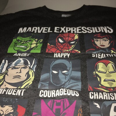 Big Graphic Marvel Expressions T-Shirt Graphic Tee Expressions L Black ...