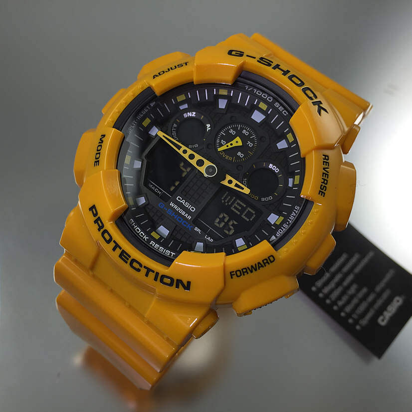 Yellow Casio G-Shock Ana-Digi World Time Watch GA100A-9A | eBay