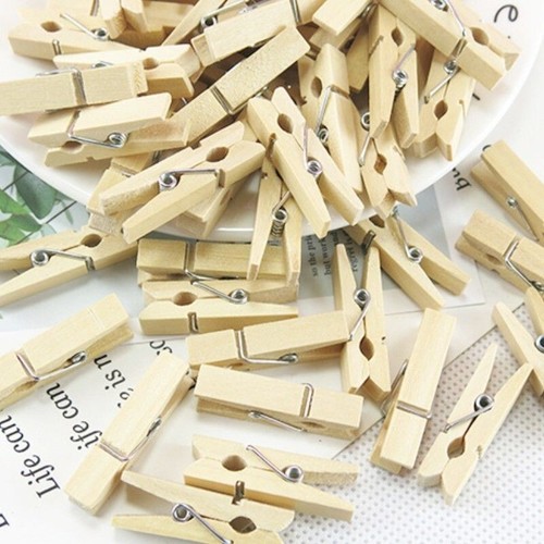 100 Pcs Wooden Cloth Photo Paper Peg UI Craft Clips Memo Clip Little ...
