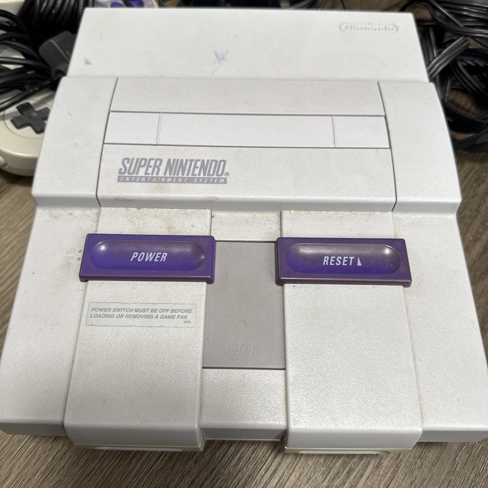 Super Nintendo SNES Game Console System Complete w/Cables & Controllers ...