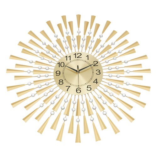 27.6in Large Wall Clocks Non-Ticking Bedroom Gold Silent Retro Clock ...
