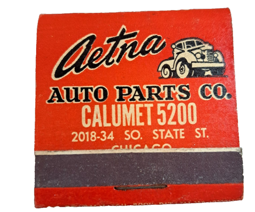 Advertising Matchbook Aetna Auto Parts Chicago Illinois Feature Match ...