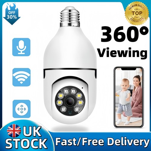 360° Panoramic WiFi IP Camera E27 Light Bulb Type Wireless Security ...