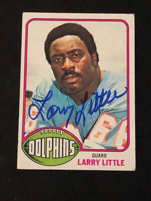 HOF LARRY LITTLE 1976 TOPPS SIGNED AUTOGRAPHED CARD #33 MIAMI DOLPHINS ...