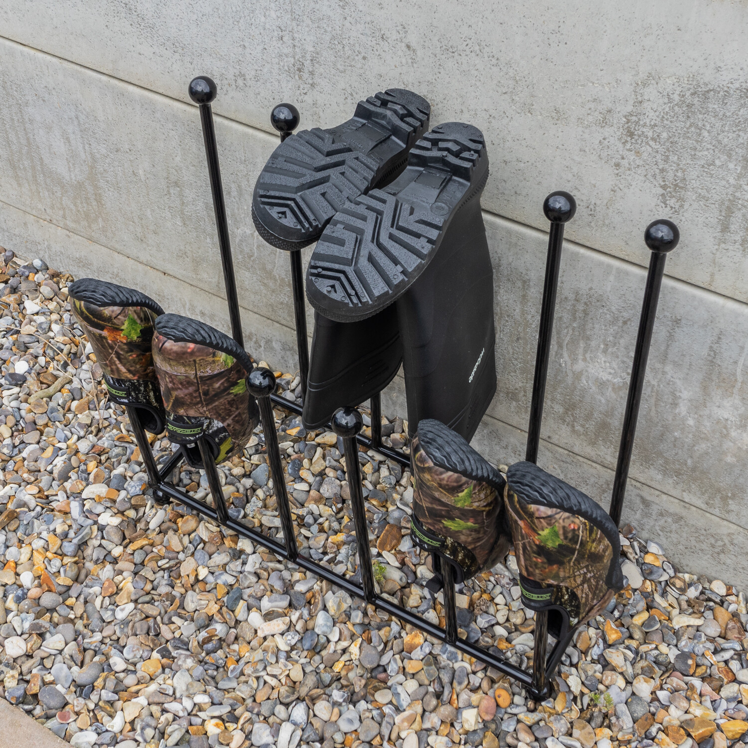 Woodside Steel Wellington Boot Rack/Walking Boot Storage Stand, Indoor ...