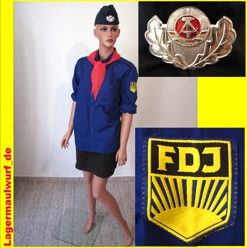 FDJ Kostüm f Frauen FDJ Hemd-Bluse Fasching Halstuch DDR Mottoparty Gr ...