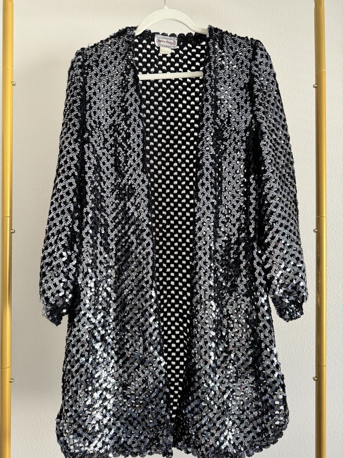 RARE VINTAGE EDITH FLAGG CALIFORNIA BLACK CROCHET KNI… - Gem