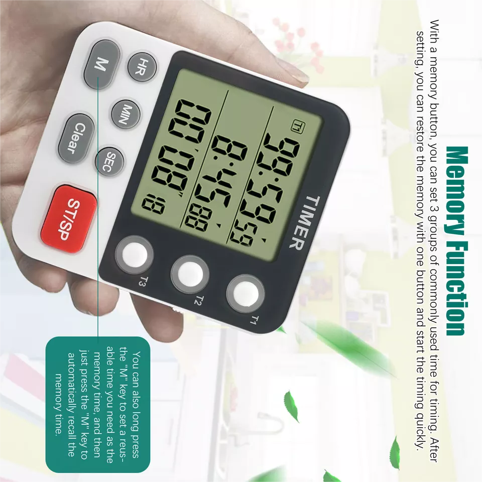 Large LCD Digital Kitchen Cooking Timer Count Down Up Clock Loud Alarm ...