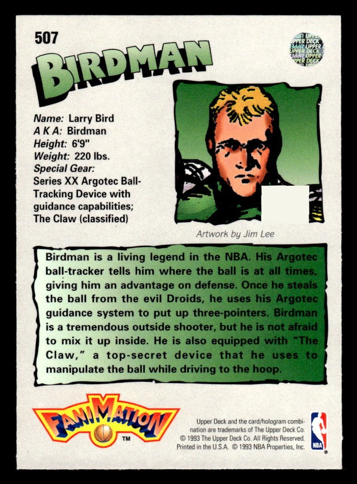 Larry Bird 1992-93 Upper Deck Fanimation Birdman #507 | eBay