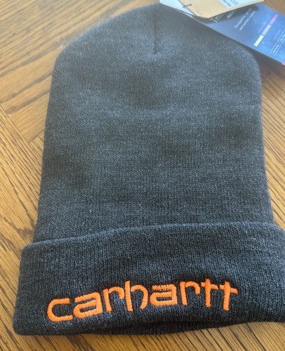 Carhartt 3M Thinsulate Embroidered Logo Knit Cuffed Beanie Gray | eBay