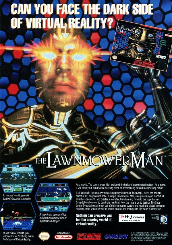 Lawnmower Man SNES Original 1993 Ad Authentic Nintendo Video Game Promo ...