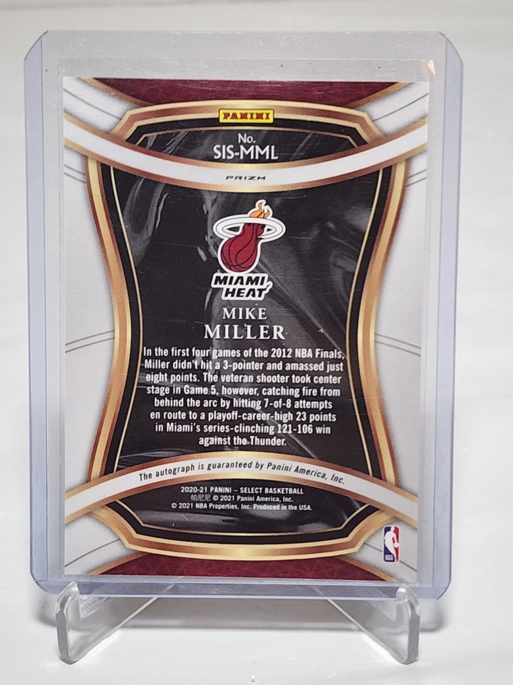 2022-23 Panini Select Signature Selections Mike Miller #SS-MML Silver ...