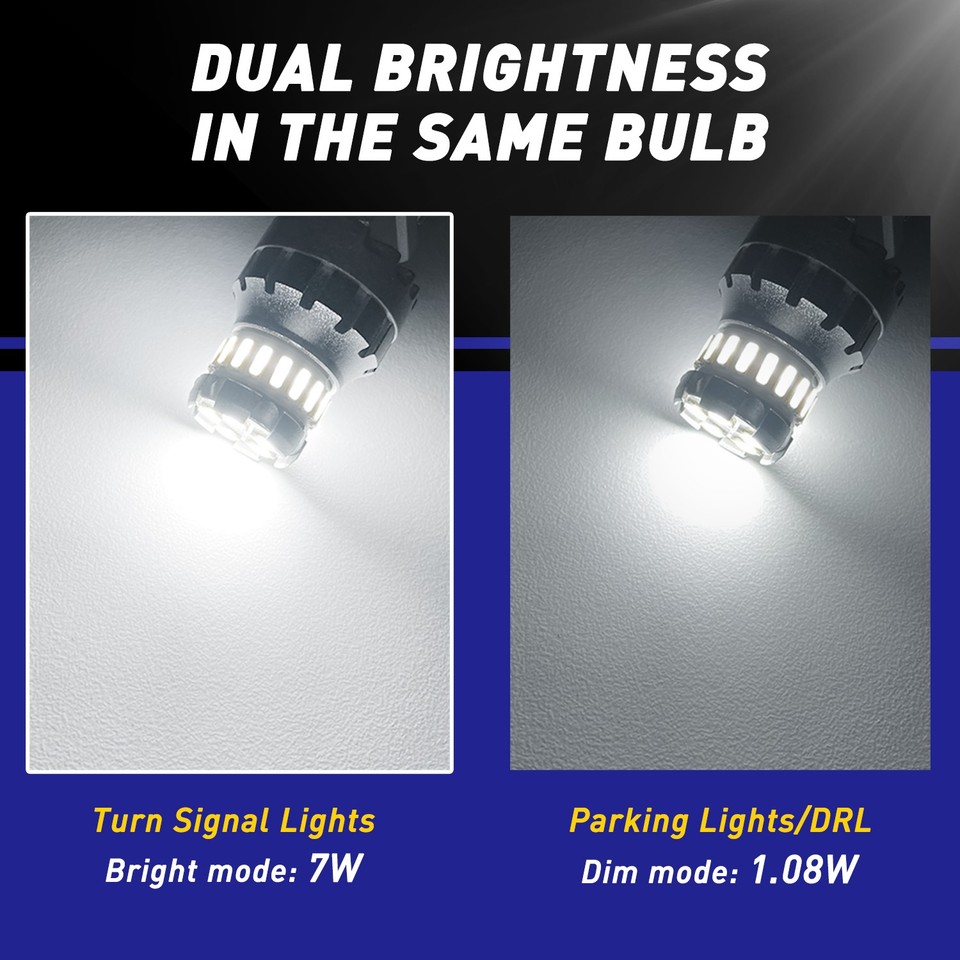 2X Pure White 1157 LED Reverse Brake Tail Light DRL Bulb Error Free ...
