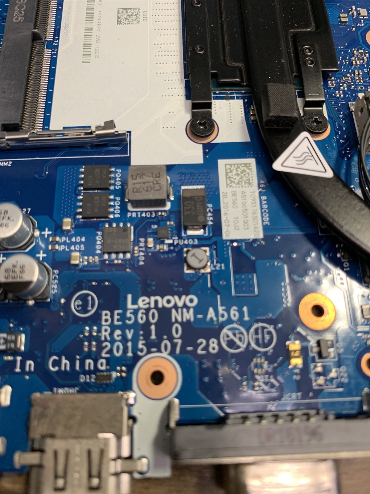 Lenovo ThinkPad E560 Motherboard BE560 NM-A561 Intel i3-6100U with FAN ...