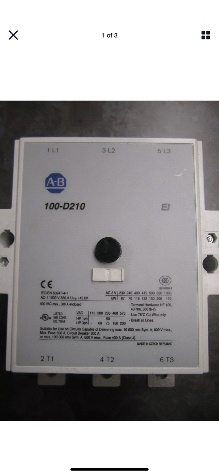 Allen Bradley 100-D210ED11 Nib 120 Coil Contactor for sale online | eBay