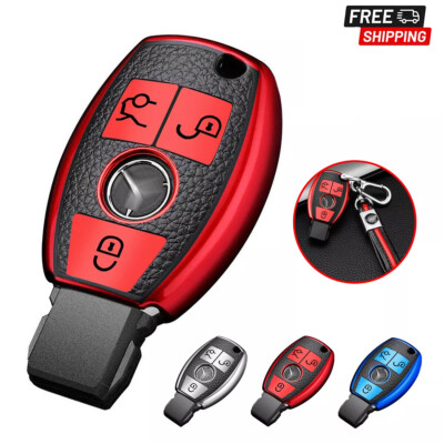 For Mercedes Benz Smart Key Cover Case Car Shell Leather Fob Holder ...