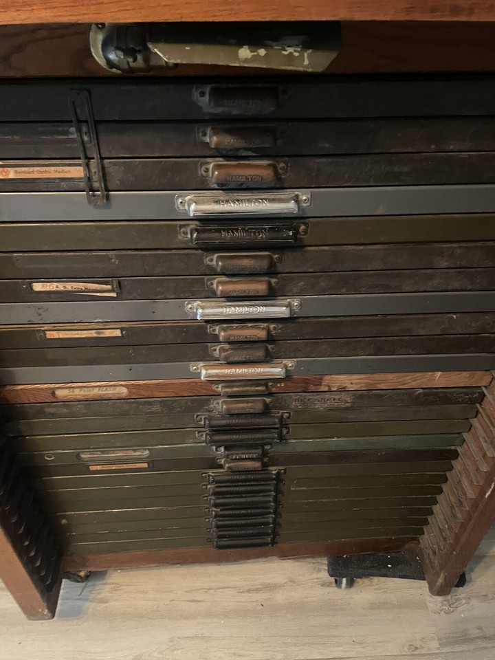 Vintage Hamilton Printers Cabinet With 48 Drawers Beautiful | eBay