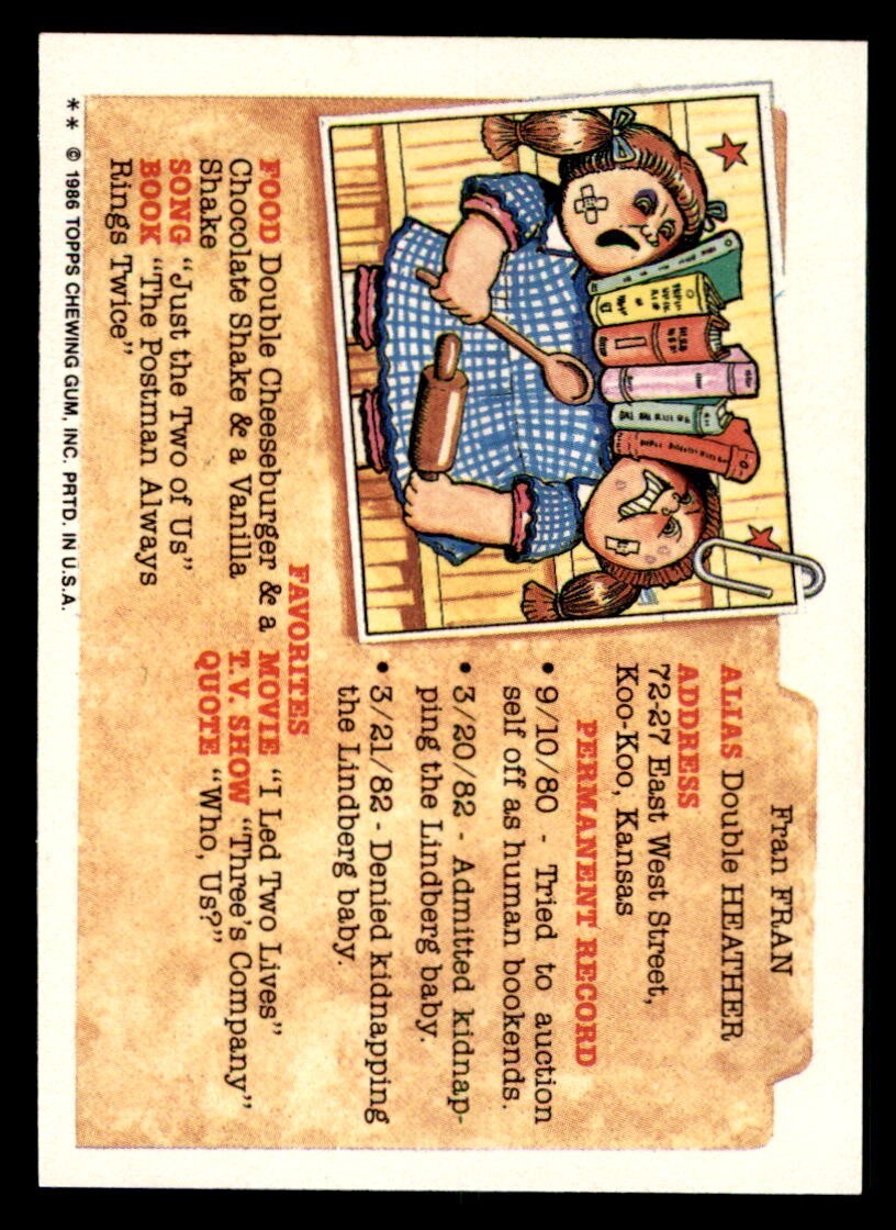 1986 Topps Garbage Pail Kids GPK Series 5 B #177b Lazy Louie NM/MT *e1 ...