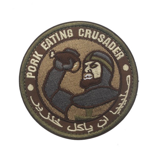 PORK EATING CRUSADER CROSS ISAF INFIDEL ARMY TACTICAL HOOK PATCH DESERT ...