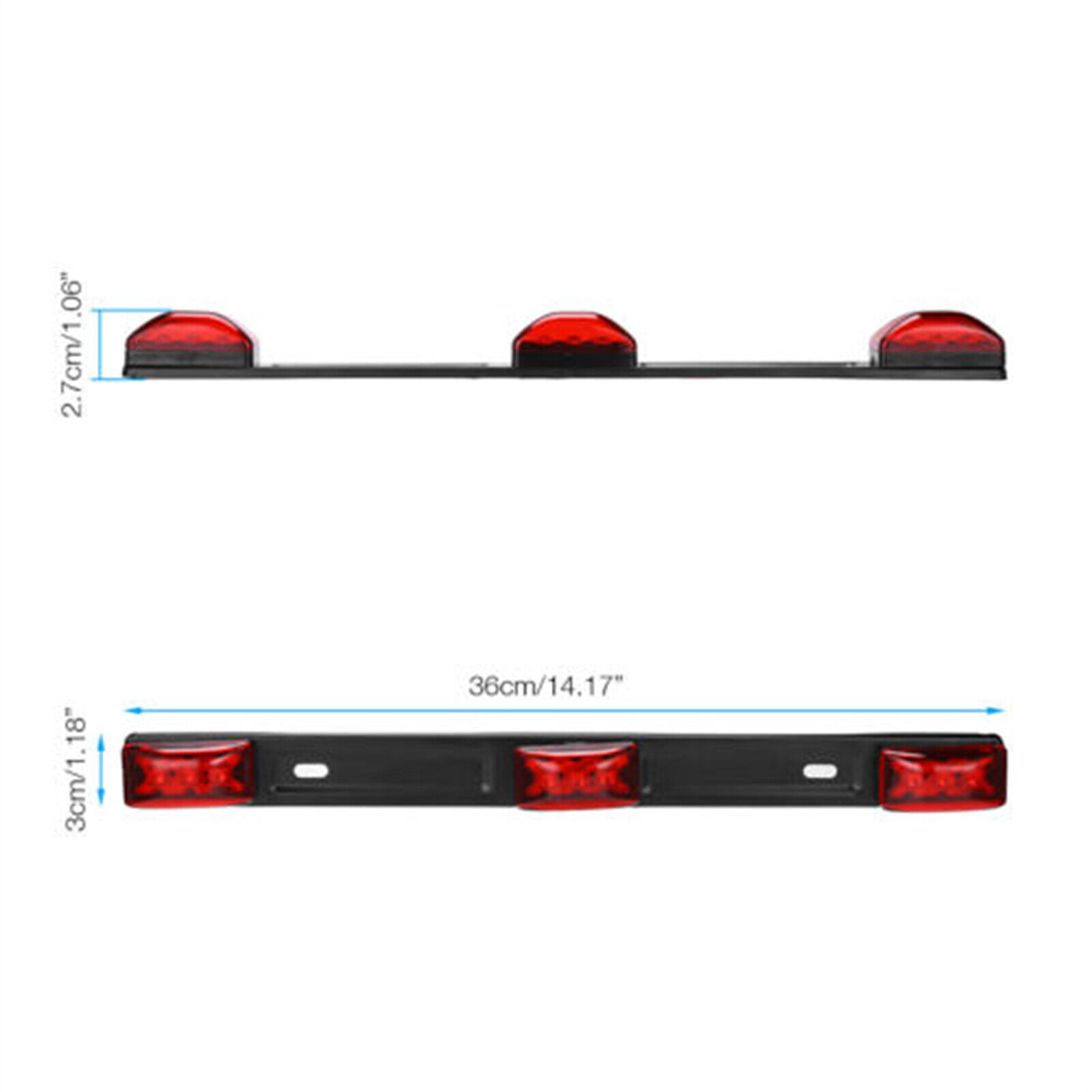 1X Red LED Stainless Rear Clearance ID Marker Light Bar Truck Trailer ...