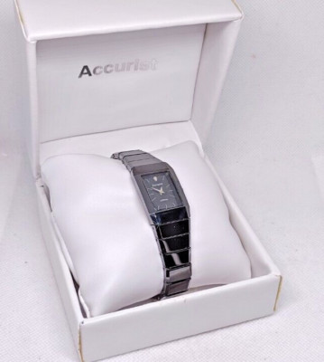 ACCURIST Diamond Ladies All Black Ceramic Quartz Watch - VGC & Working ...