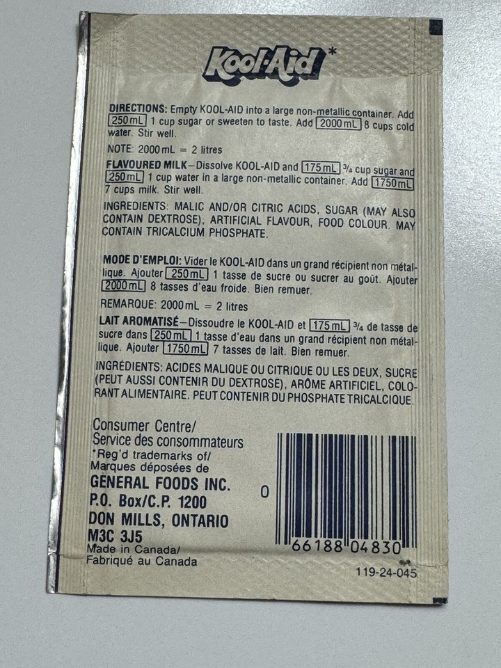 Vintage 80s Kool-Aid Grape Flavor Canadian Packet NOS | eBay