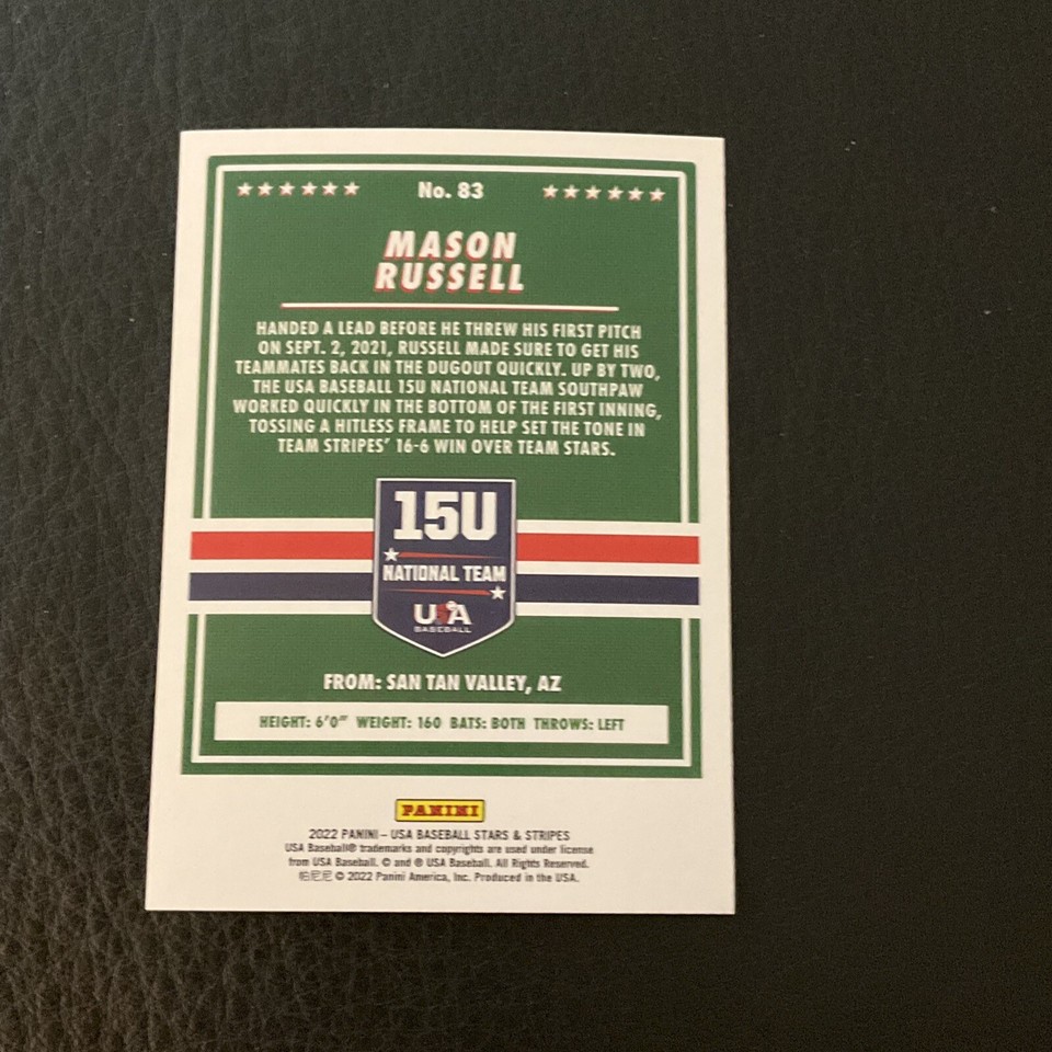 2022 USA Baseball Stars & Stripes Mason Russell #83 | eBay
