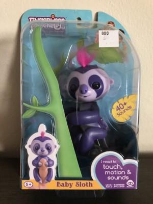 WowWee Fingerlings Baby Sloth Marge Purple Interactive Toy 40+ Sounds ...