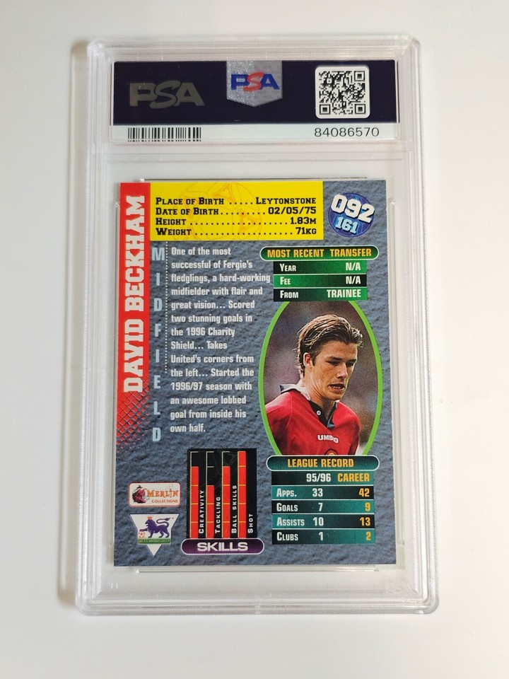 1996-97 Merlin's Premier Gold #92 David Beckham Rookie Card RC Graded ...