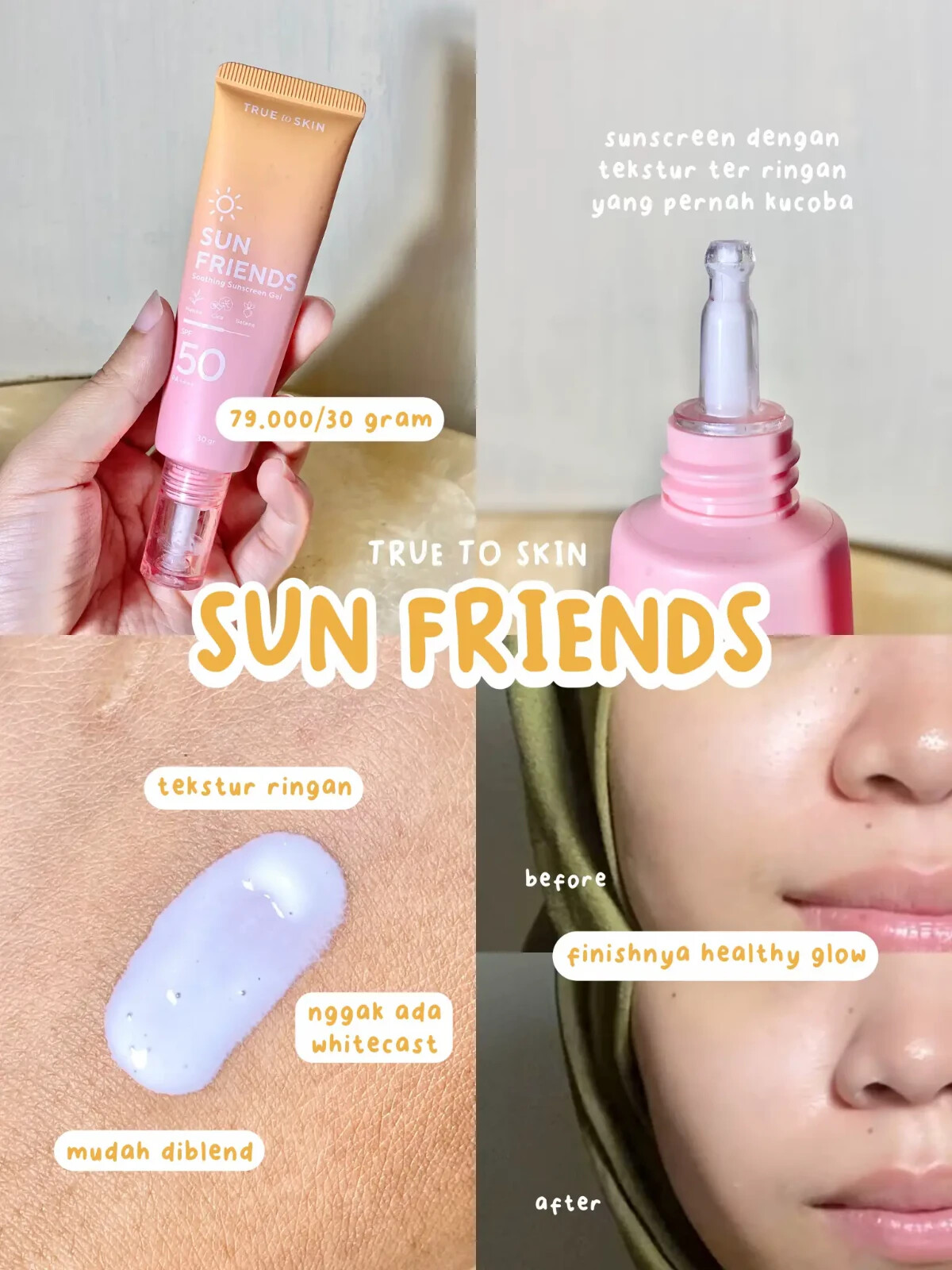 True to Skin (EXP 2026)- Sunfriends Sunscreen Gel SPF 50 PA++++ - 30g ...