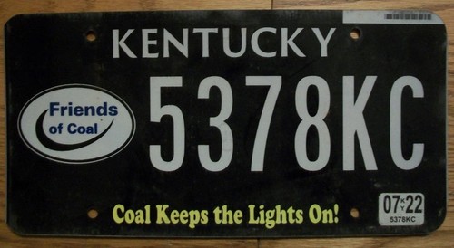 SINGLE KENTUCKY LICENSE PLATE 5378KC Friends of Coal - Coal Keeps the ...