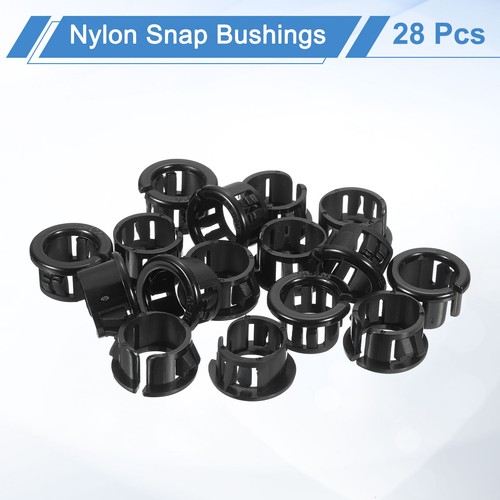 28 Pcs 5/8" Mounting Dia Opened Snap Bushing - Black Round Nylon Snap ...