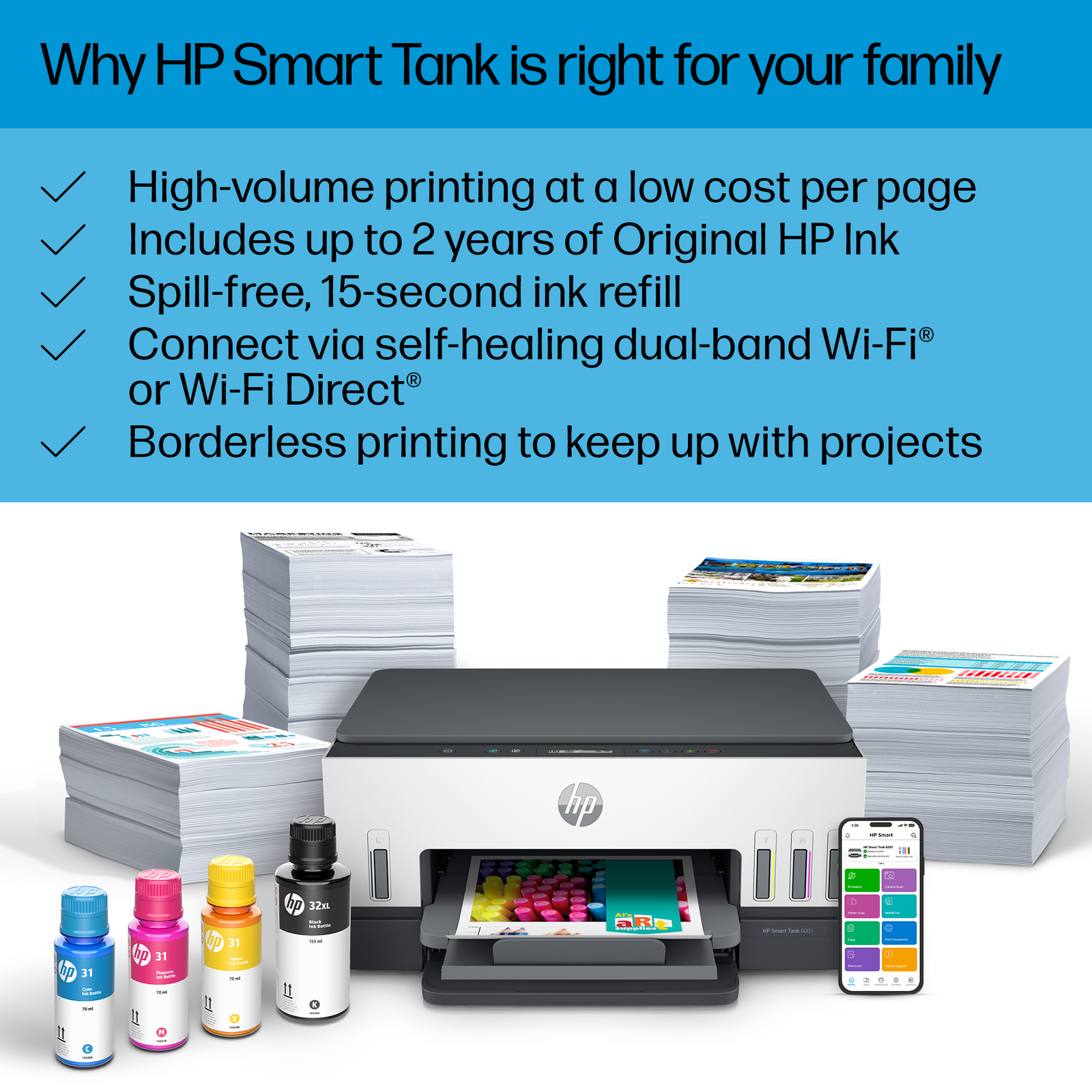 HP - Smart Tank 6001 Wireless All-In-One Supertank Inkjet Printer with ...