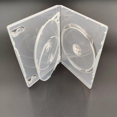 5 X 3 WAY CLEAR TRIPLE DVD CASE 14MM SPINE FOR CD BLUE-RAY DVD DISCS ...