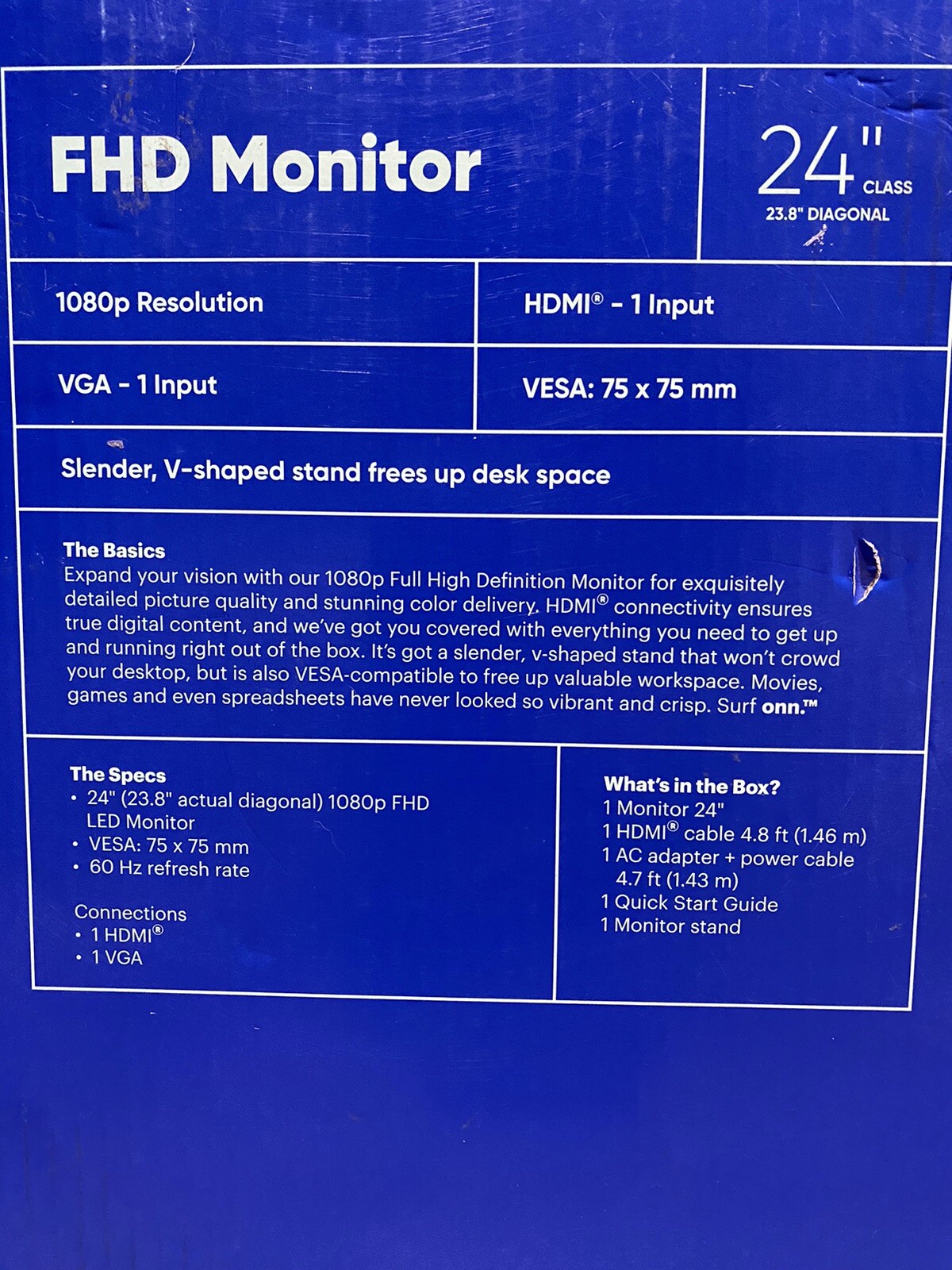 2 ONN 100002487 24 inch LED Backlight Monitor 681131284158| eBay